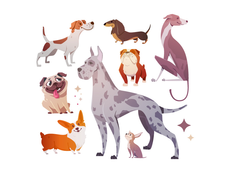 Set of dogs by Volha Kusakina on Dribbble