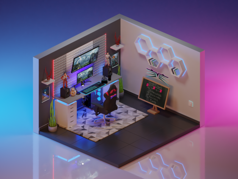 Isometric gaming setup by Ahmed Jabnouni on Dribbble