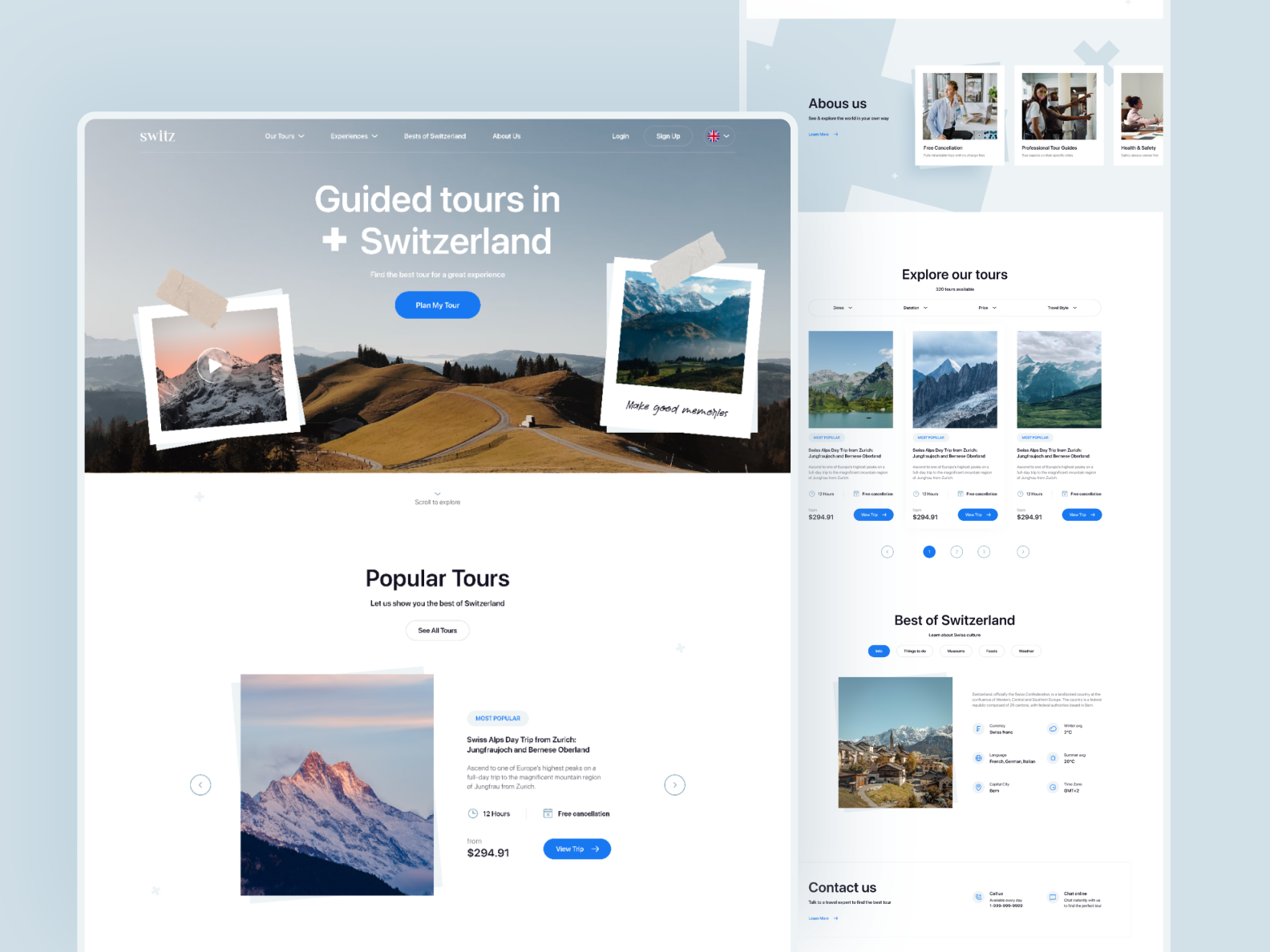 Guided Tours in Switzerland - Landing Page by Tutku on Dribbble