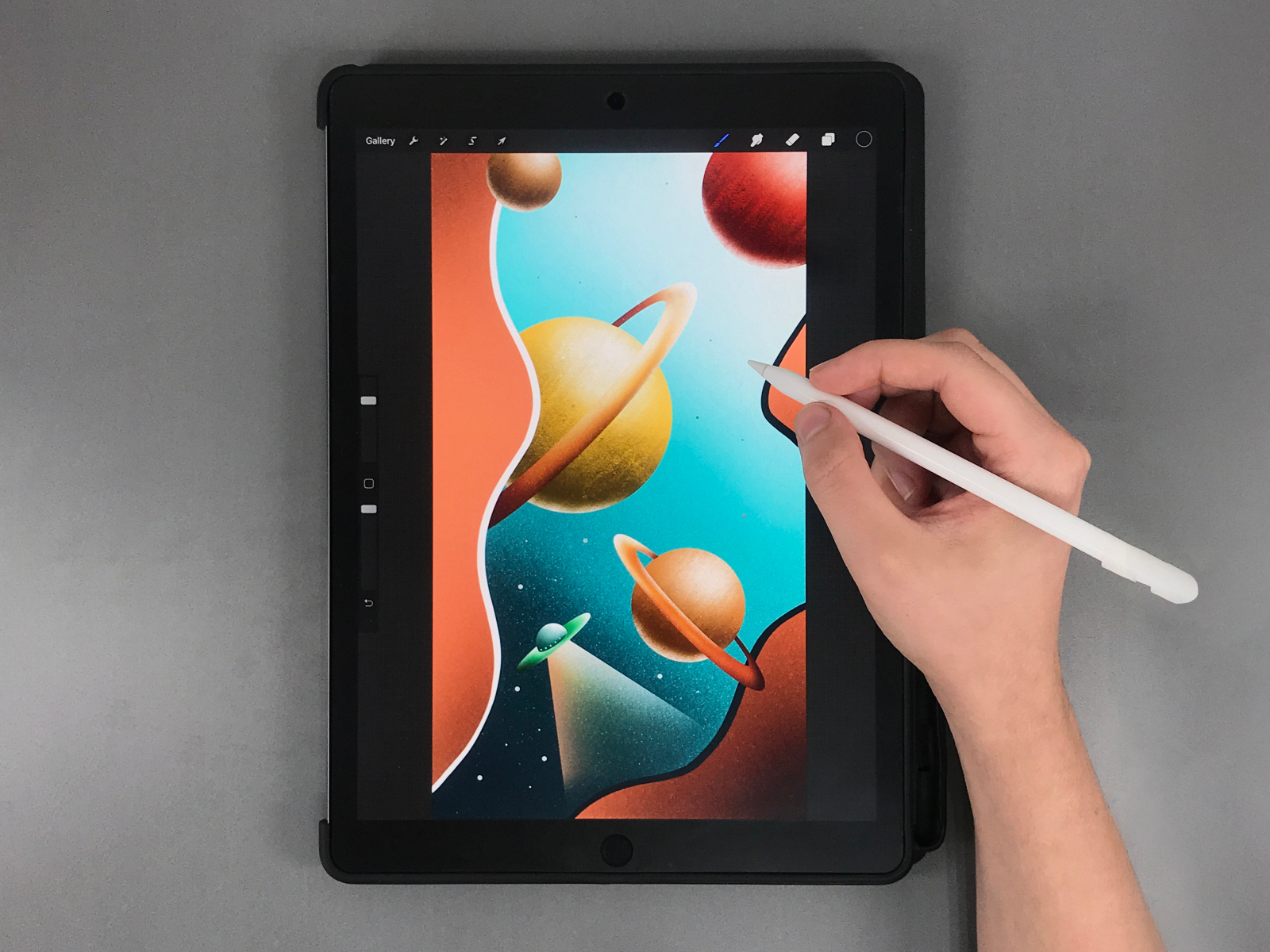 Space Scene Drawing in Procreate by Elliott Scobell on Dribbble