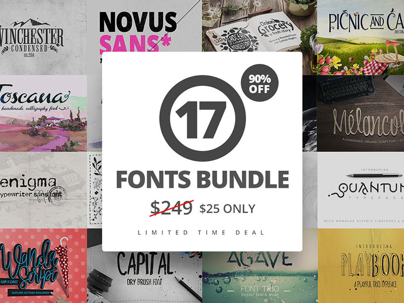17 Fonts Bundle + Extras by DesignSomething.net on Dribbble