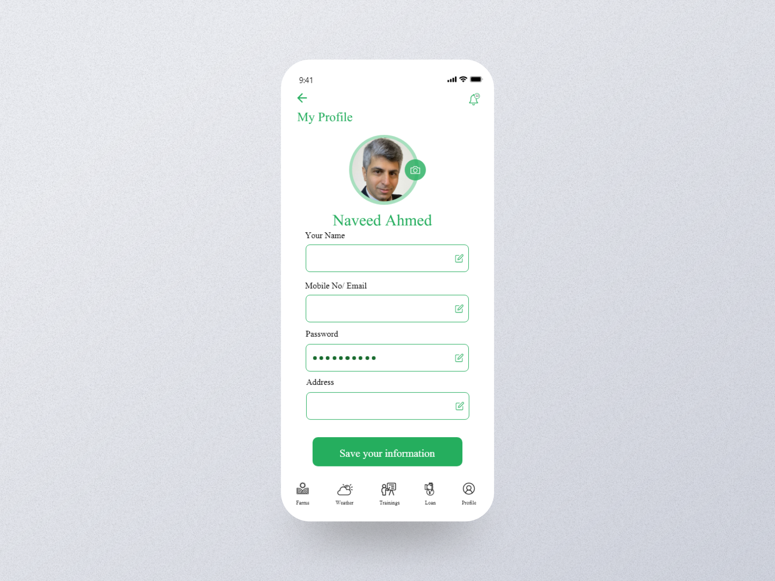 Infarmer App - User Profile by Taimoor Nasir on Dribbble