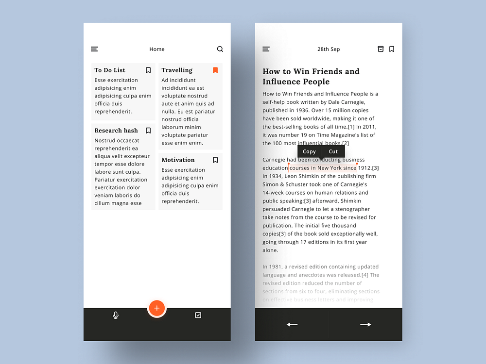Note Taking App UI by Zunaid Aslam on Dribbble