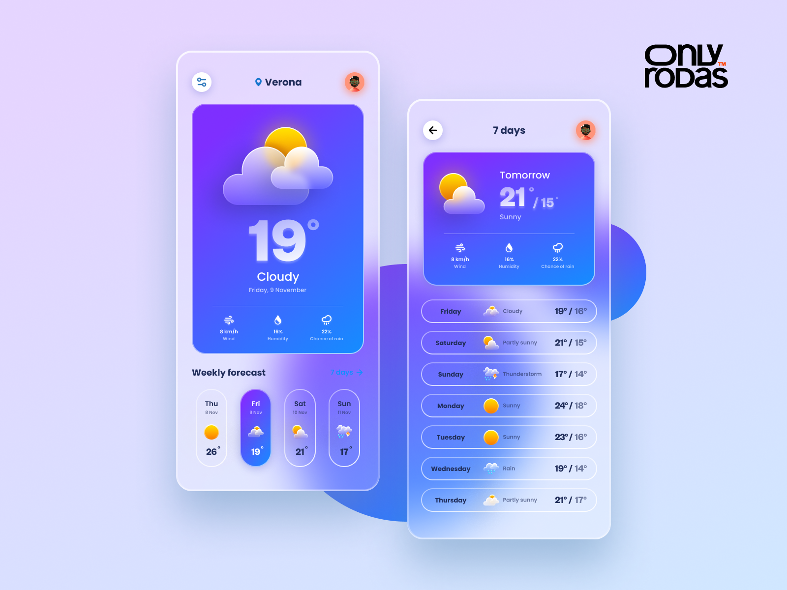 Weather App / Light Version by OnlyRodas™ on Dribbble