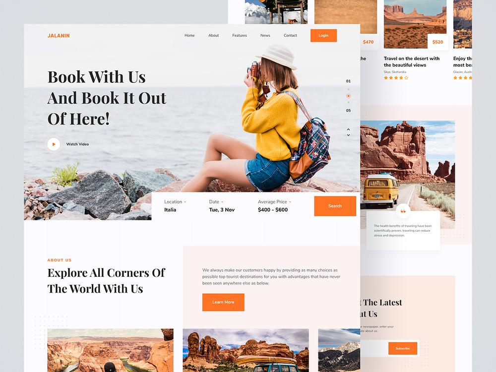 Jalanin - Travel Landing Page by Andika Wiraputra for One Week Wonders ...