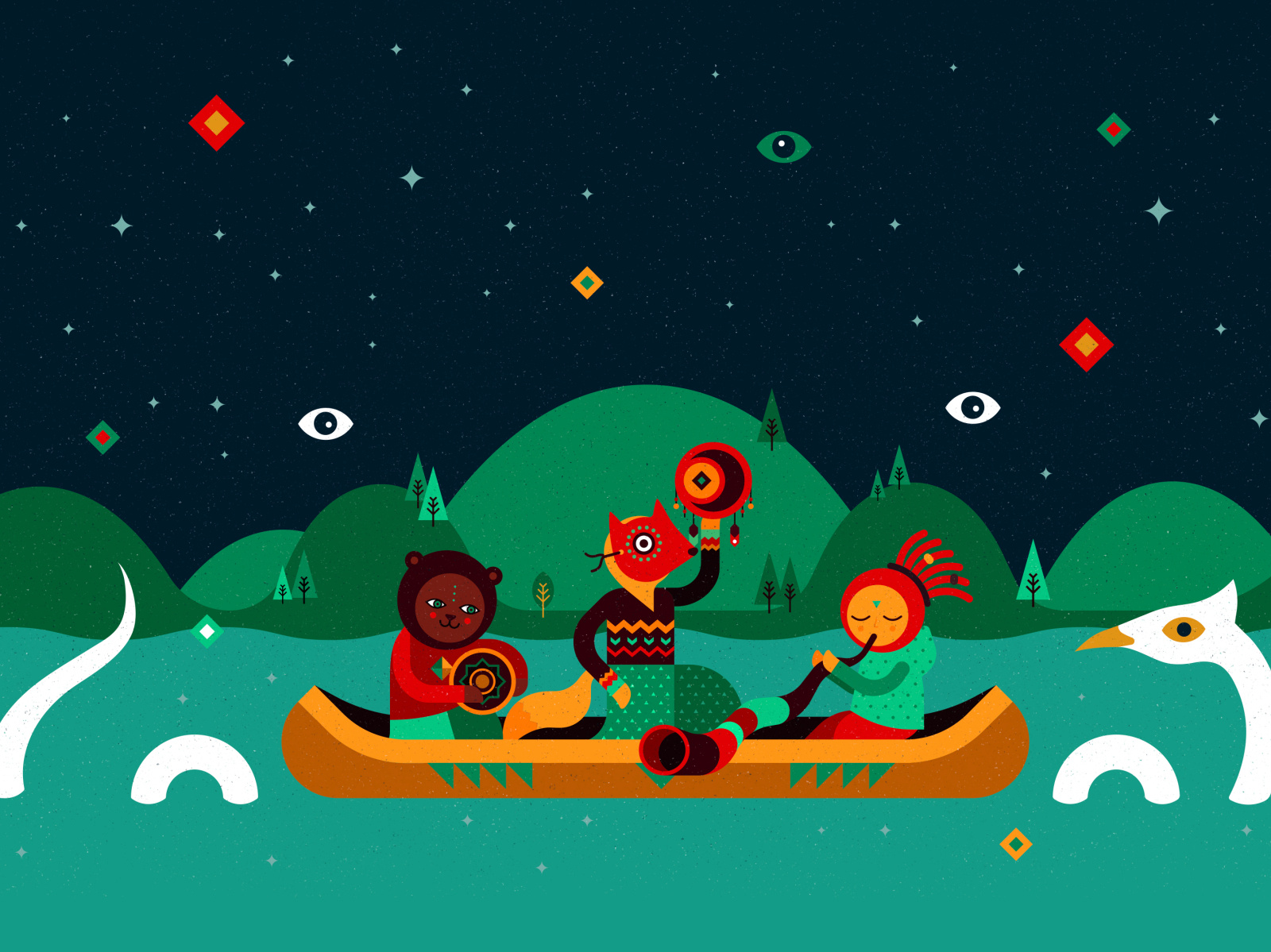 Illustration for INAYA festival identity by Kristina Ooo on Dribbble