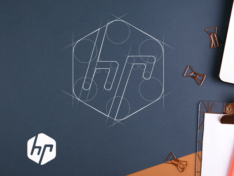 Logo grid of HP logo by Kishvi Studio on Dribbble