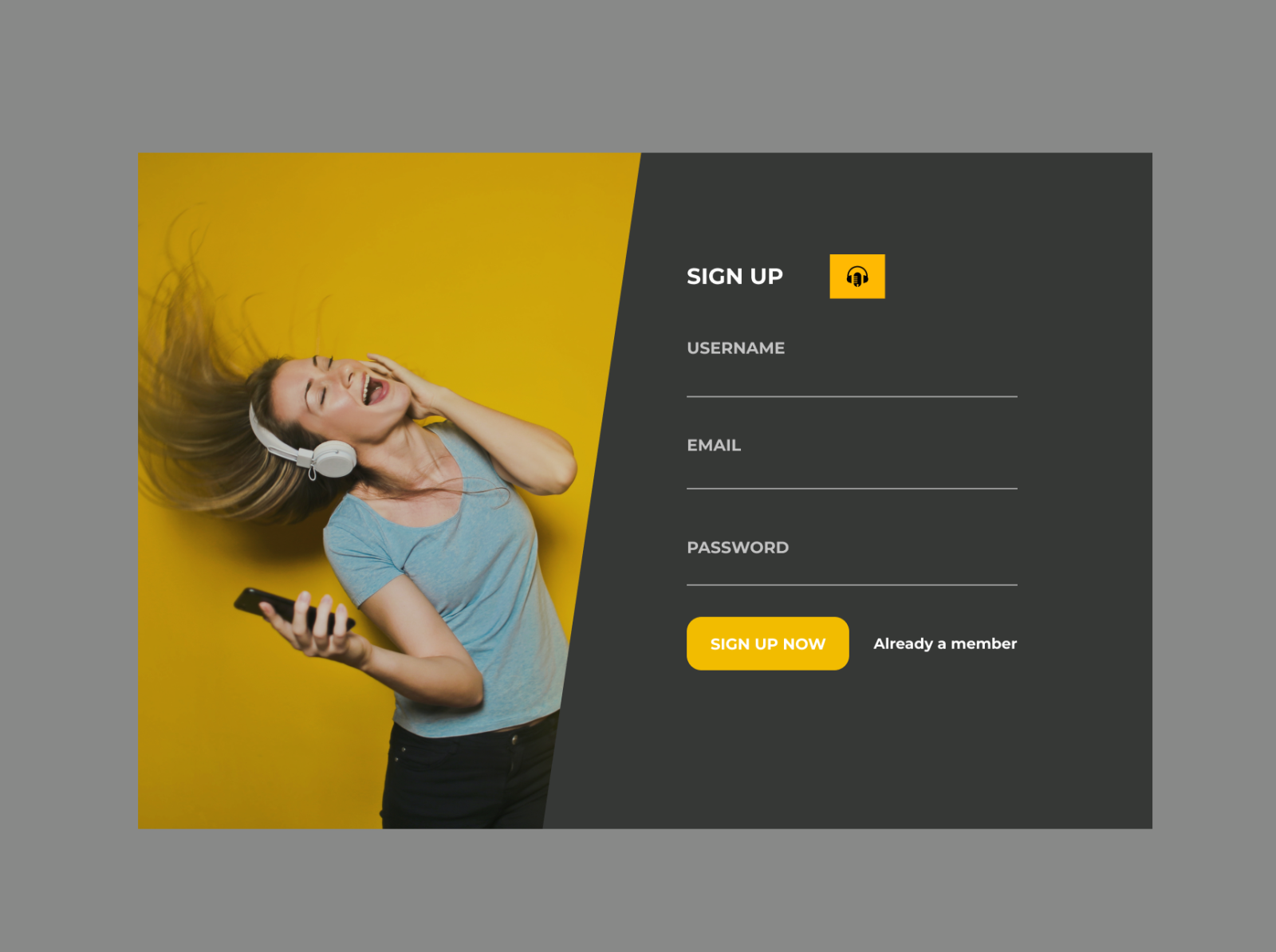 Music sign up page by Ezeagwula Michael on Dribbble
