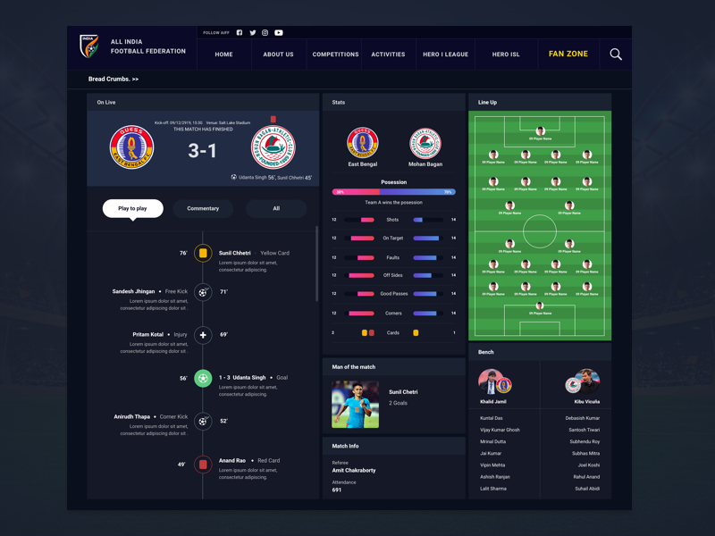 Match Center by Ananya Chakraborty on Dribbble