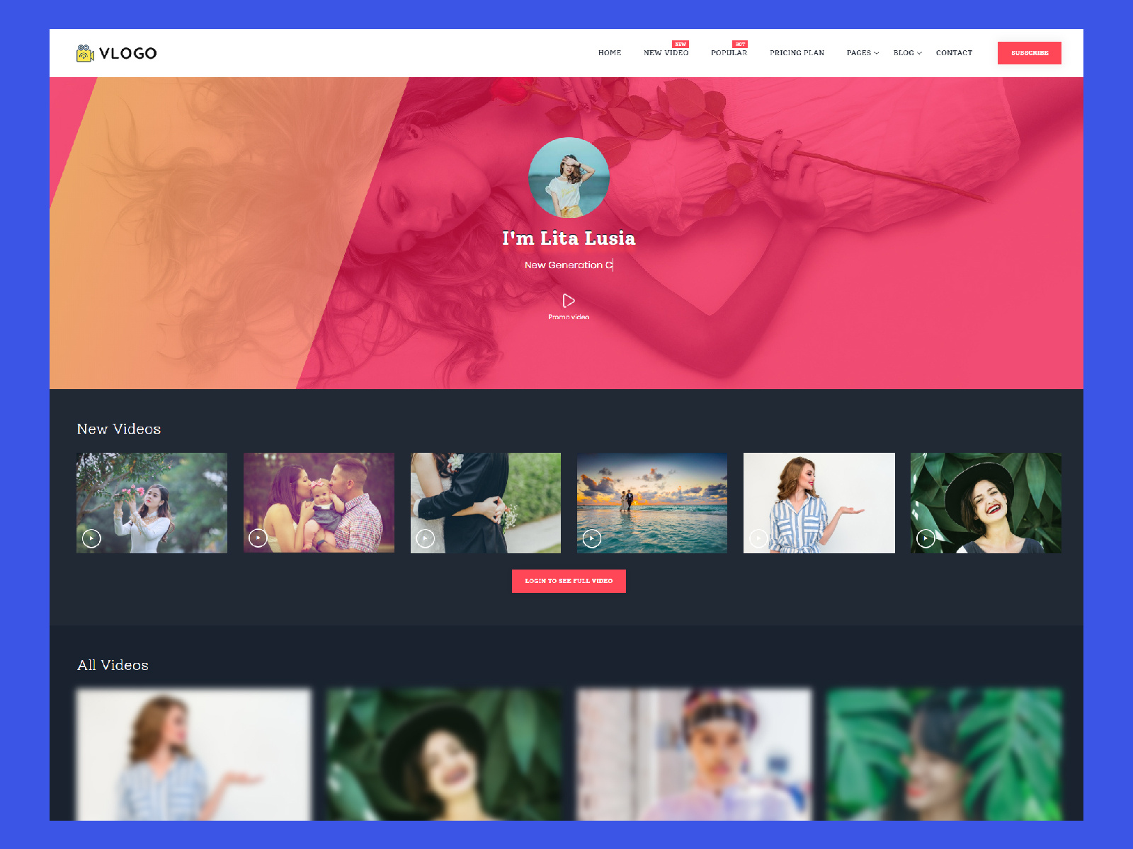Vlogo - Vlogging HTML Landing Page Template by The Soft King on Dribbble