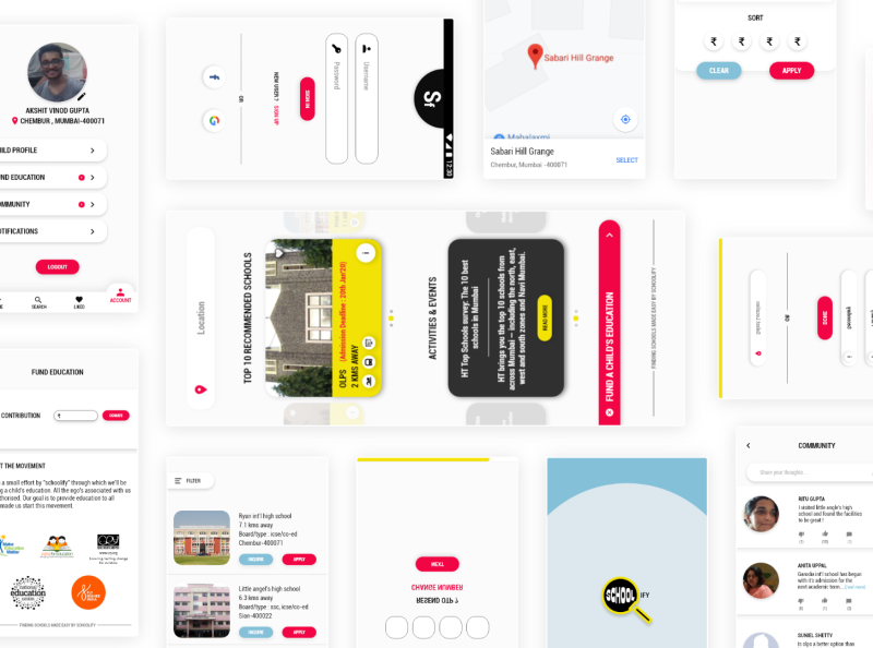 School app UI screens by Akshit Gupta on Dribbble