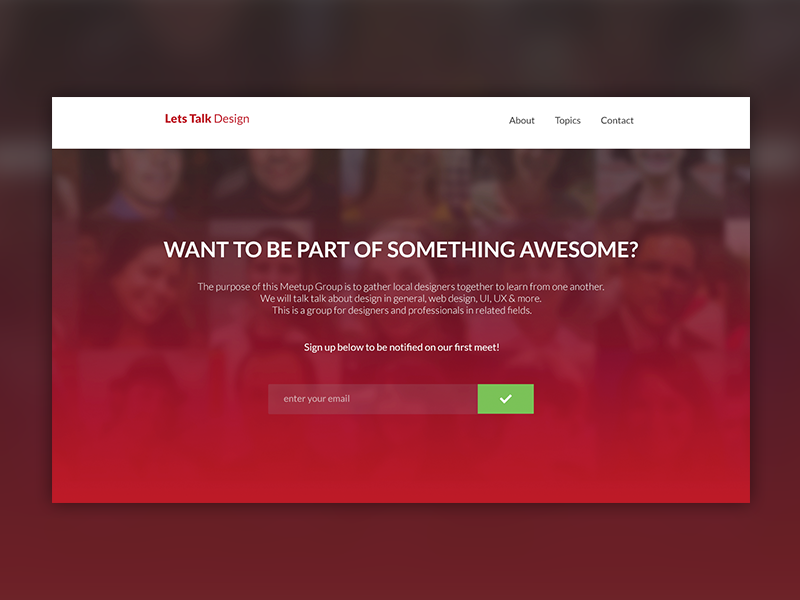 Let's Talk Design Landing Page by Patrick Benske on Dribbble