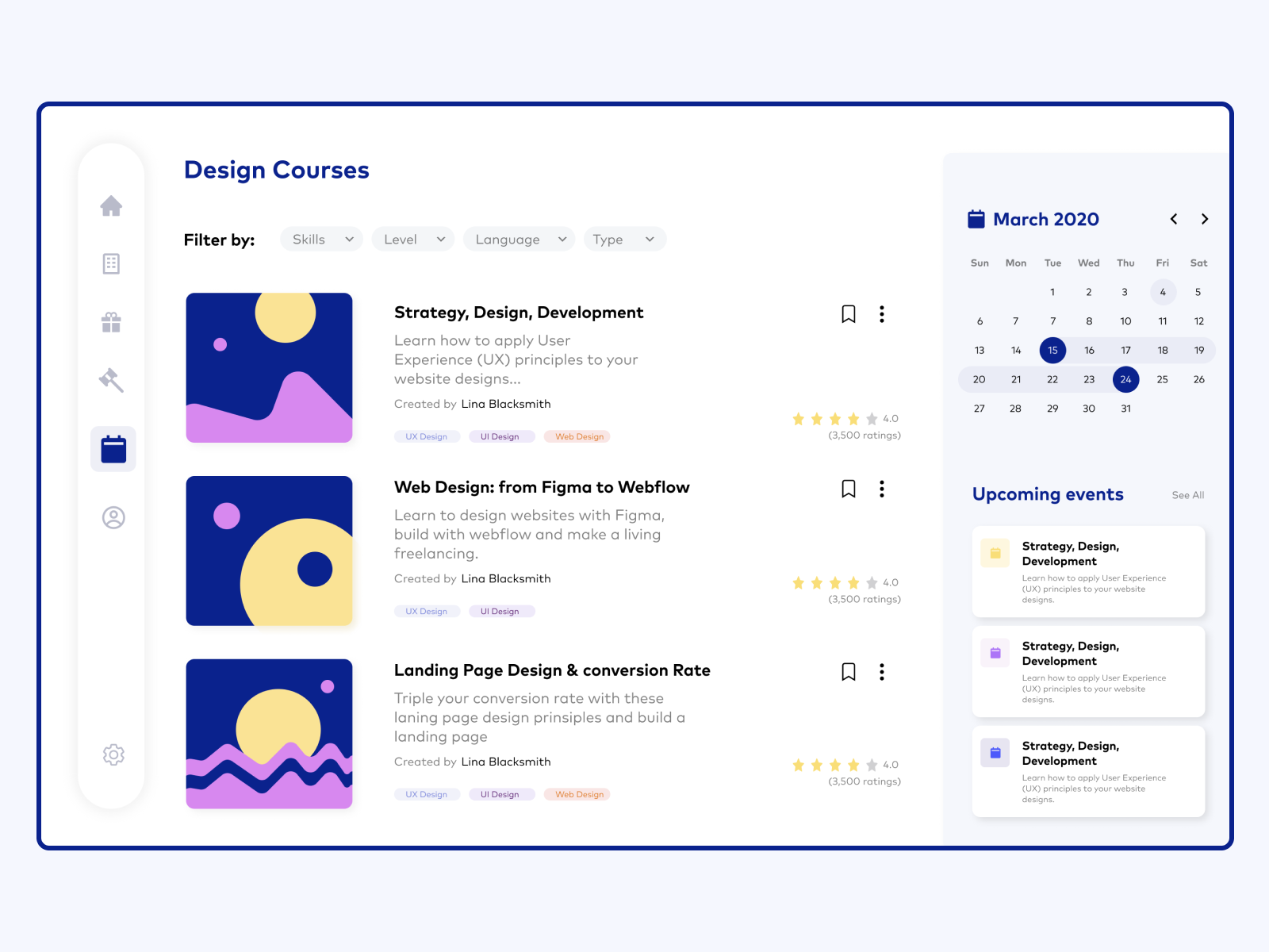 Design Courses Dashboard Design by Mina on Dribbble