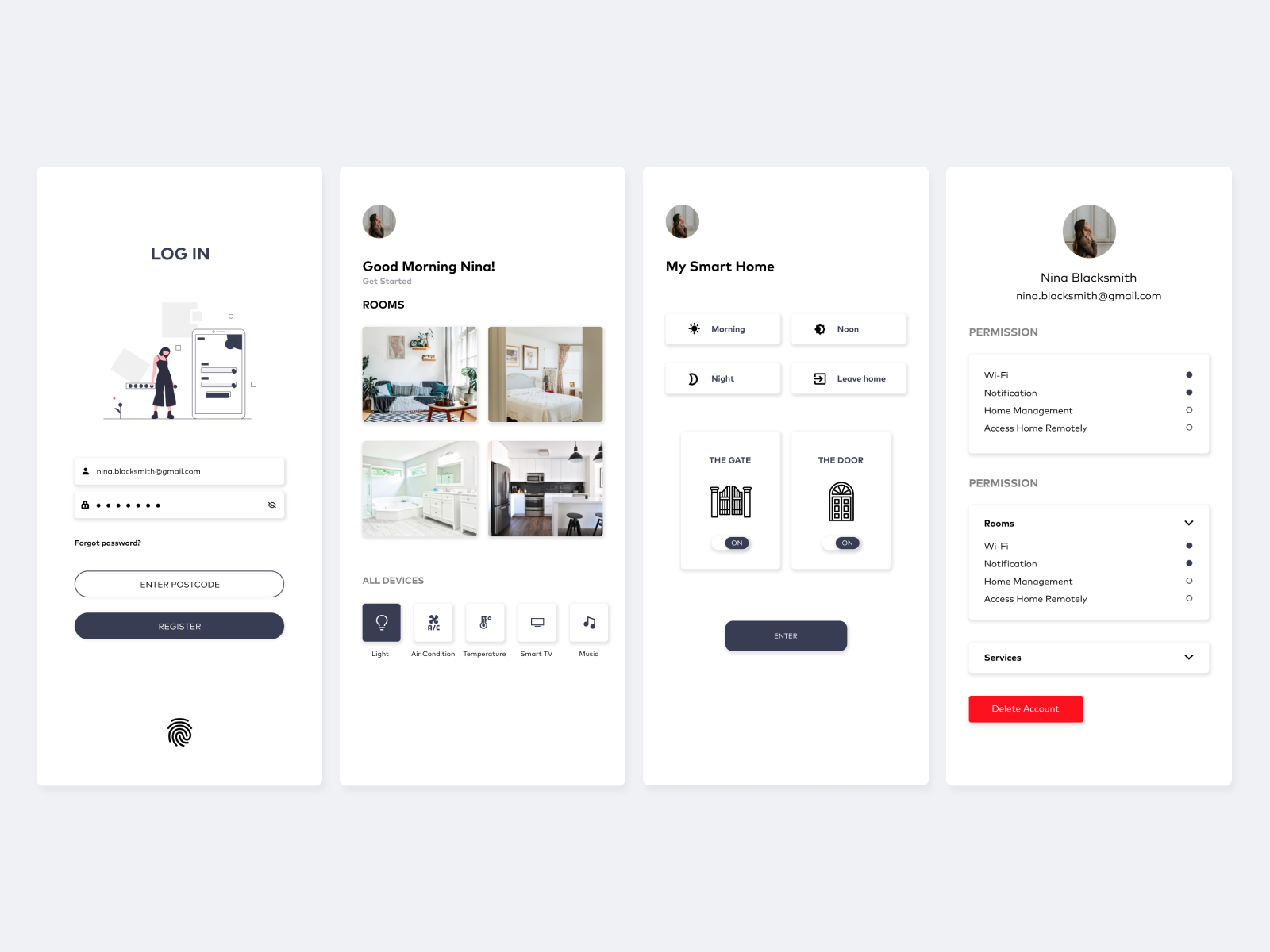 Smart Home App Design by Mina on Dribbble