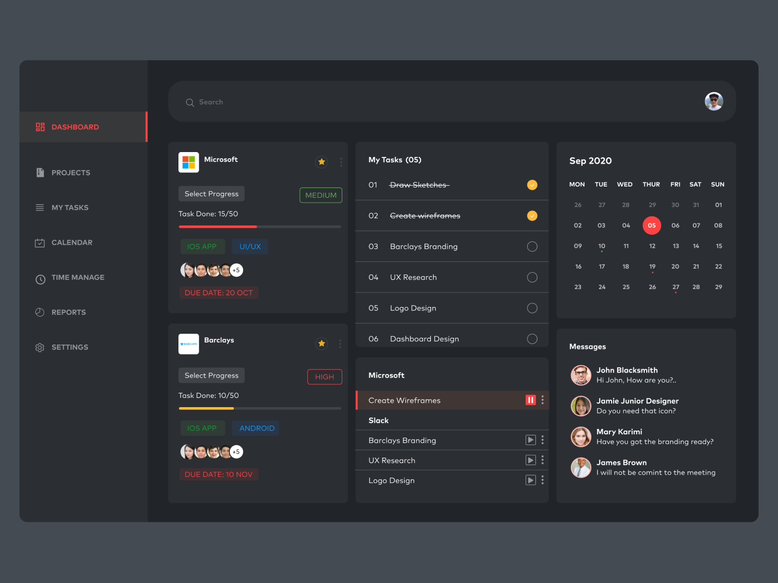 Task Management Dashboard | Dark Mode by Mina on Dribbble