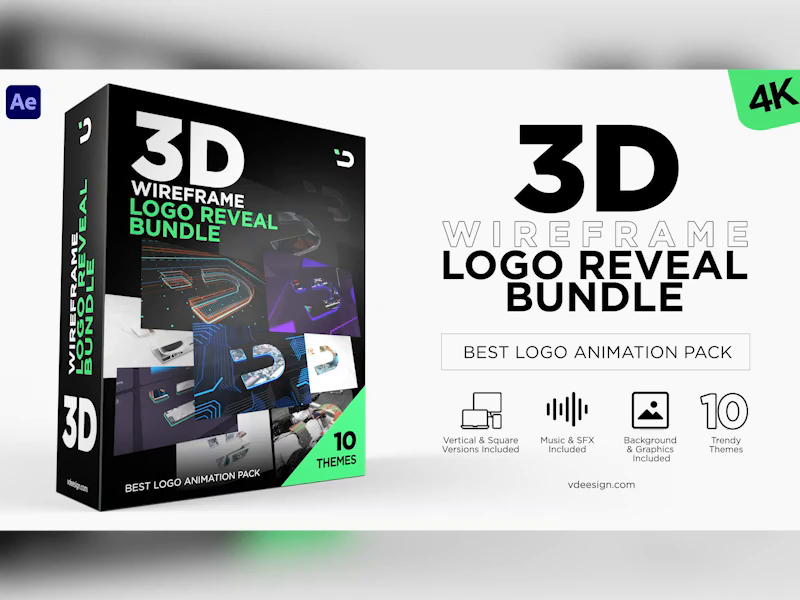 3D Wireframe Logo Reveal Bundle by Vdeesign on Dribbble