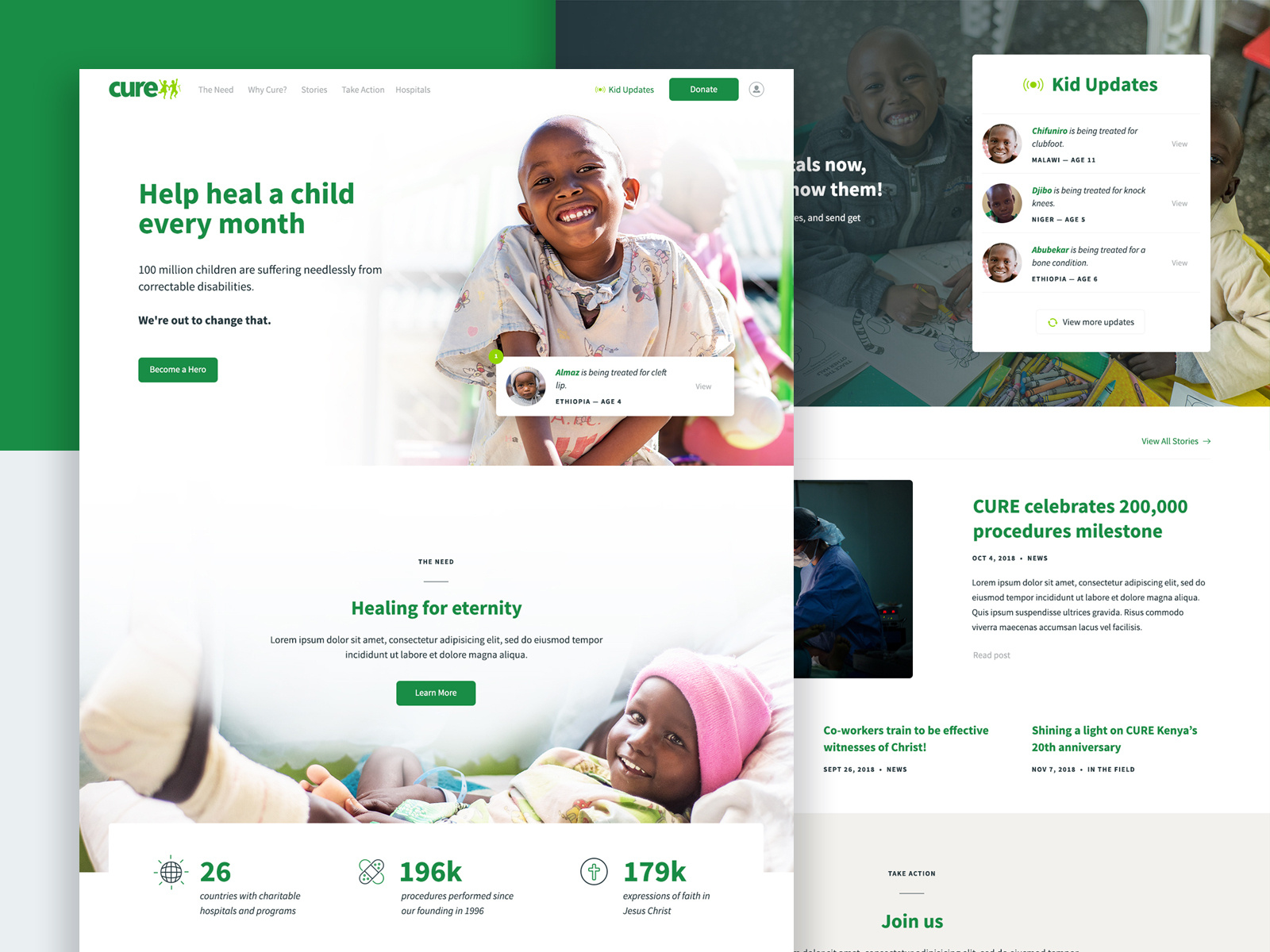 Cure.org Homepage by Joel Davis for Cross & Crown on Dribbble