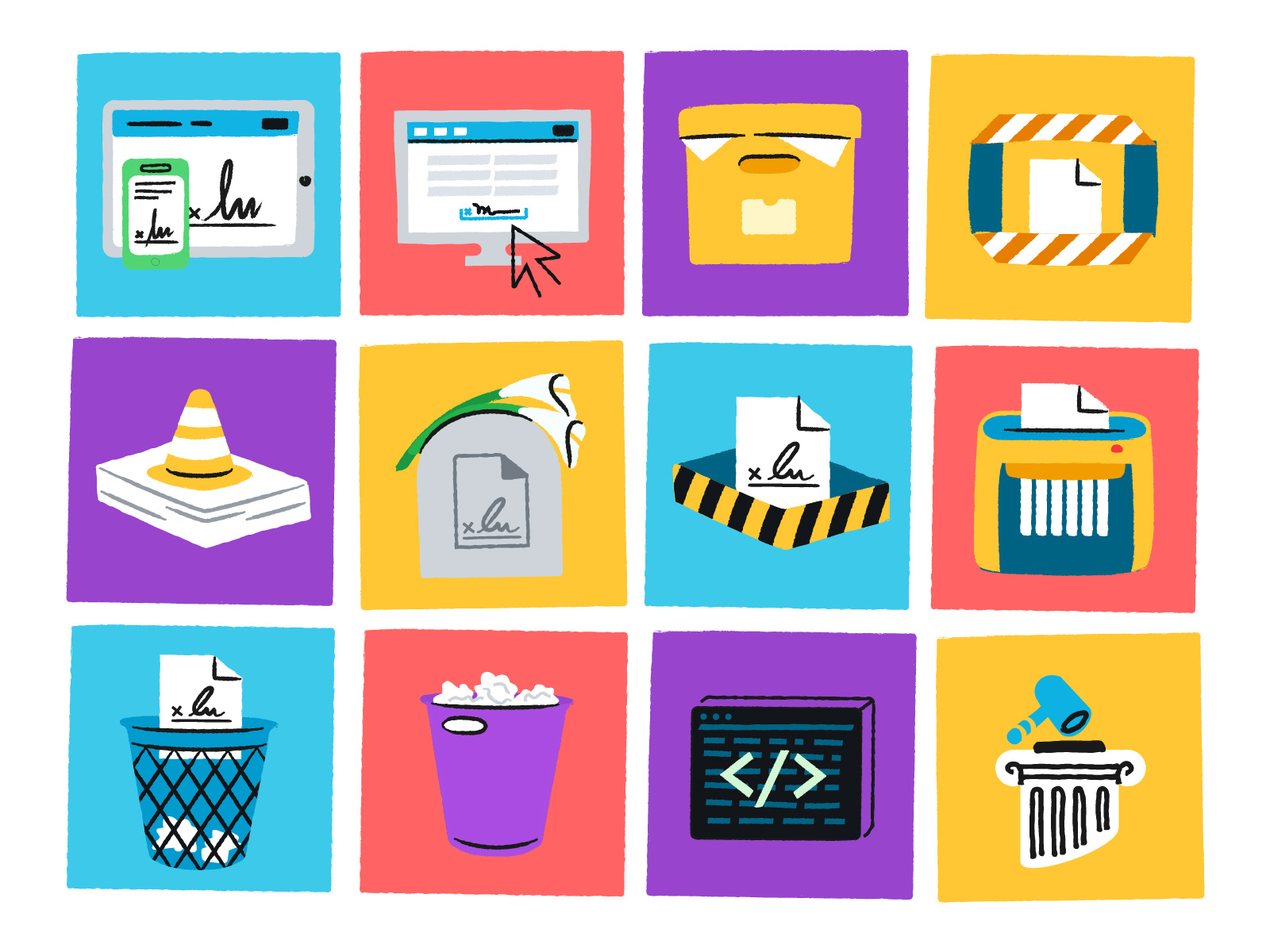 Illustration Tiles for All Things Documents by Berenice Méndez on Dribbble