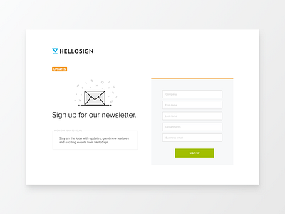 Newsletter Sign Up Page by Berenice Méndez for HelloSign on Dribbble