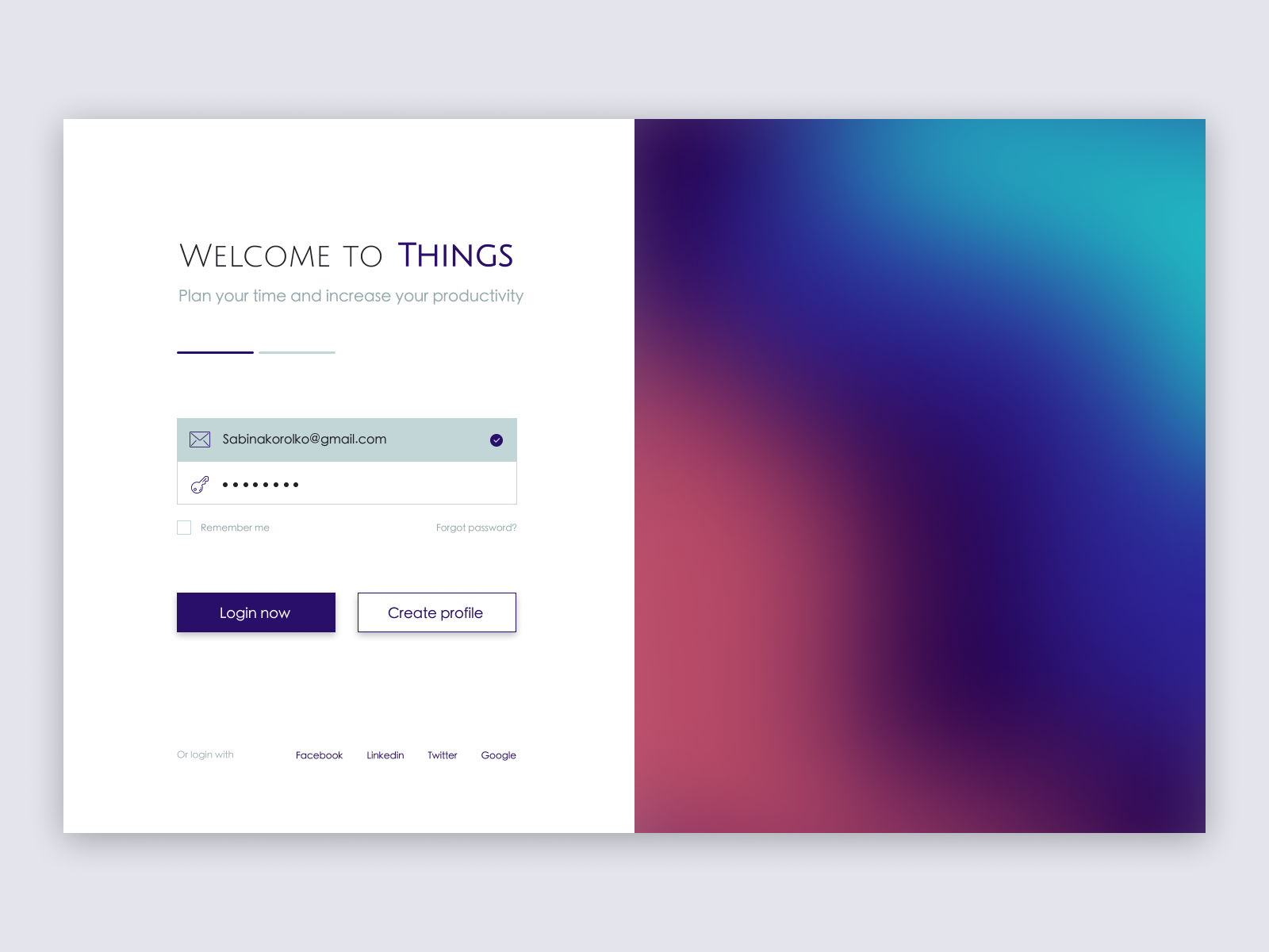 login form by Sabina Rustamova on Dribbble