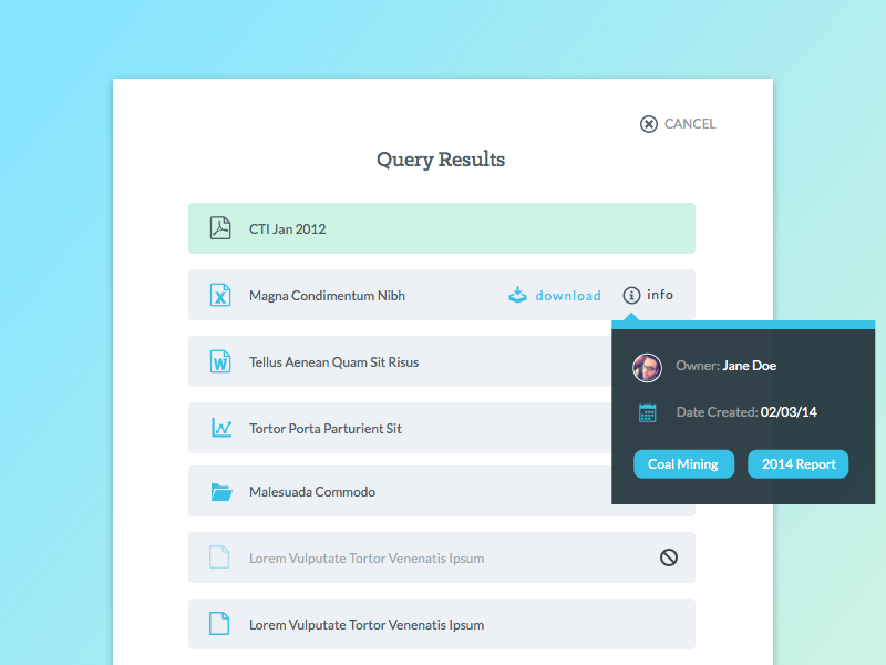 Query Results Tooltip by Purple Bunny on Dribbble