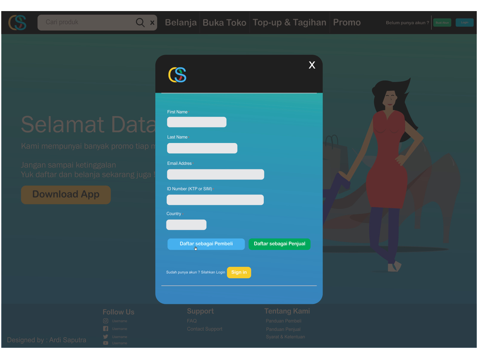 UI Design Login page by Ardi Saputra on Dribbble