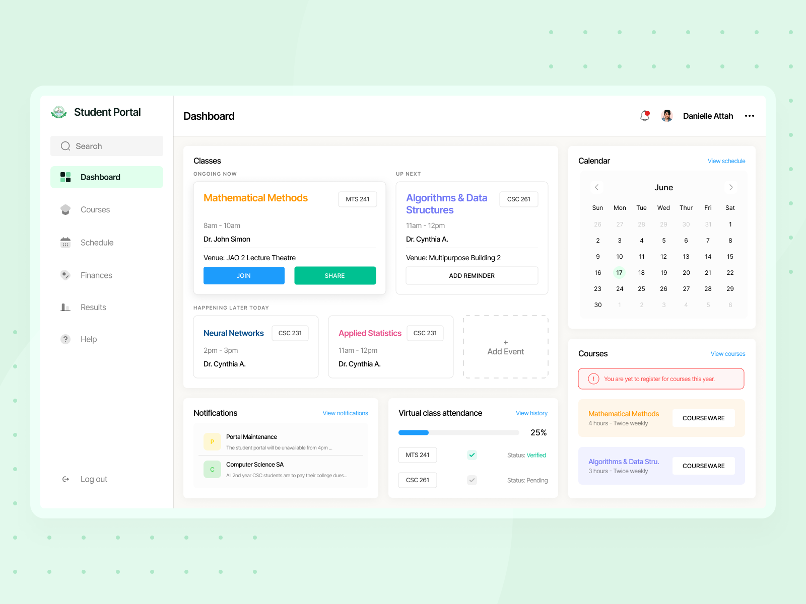 University student portal by Timilehin Odunlami on Dribbble