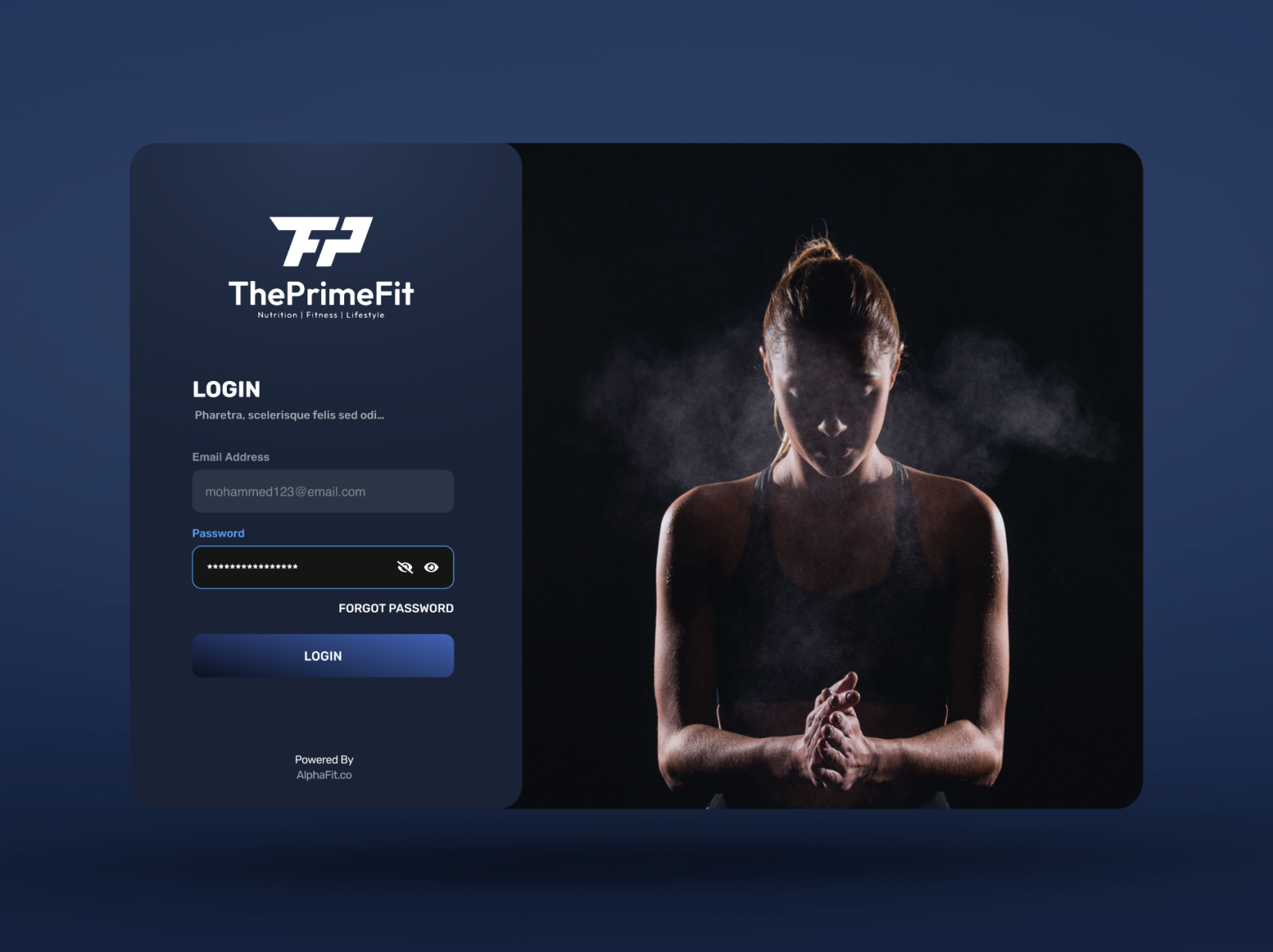 Fitness Dashboard Login by Mohammed Rashid on Dribbble