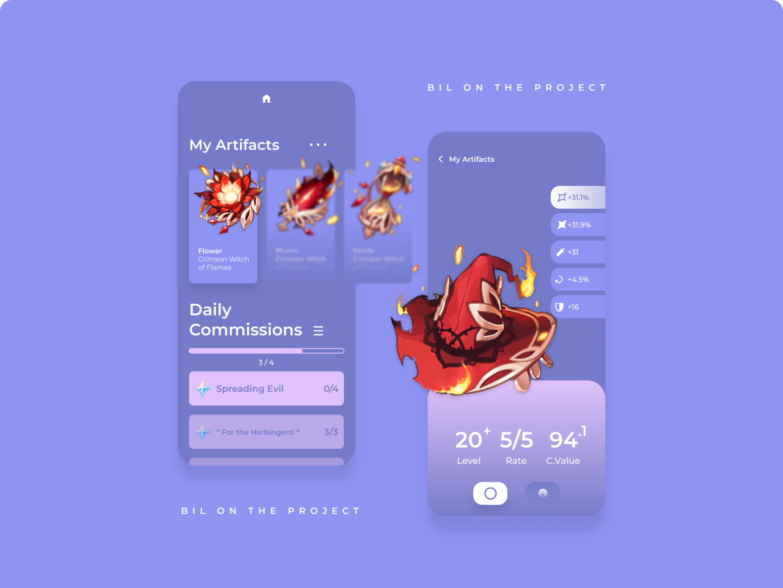 Genshin Impact Artifacts Mobile UI by Muhammad Nabil on Dribbble