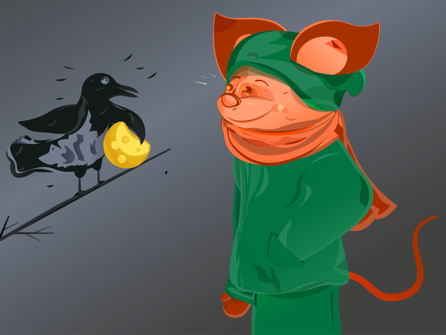 Mouse crow and cheese by Klavdiya on Dribbble