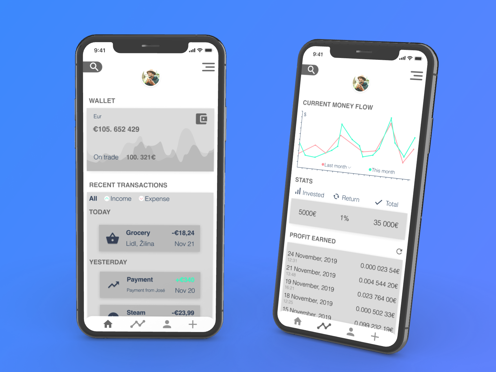 Financial app design by Marián Krajč on Dribbble