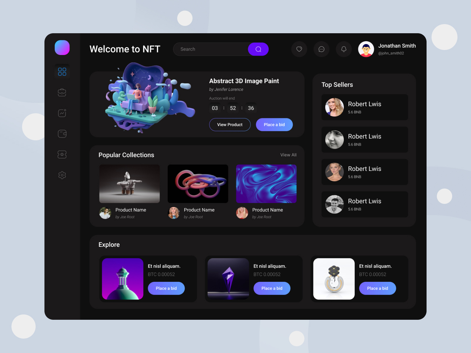 NFT Platform Dashboard by Md Zia Uddin on Dribbble