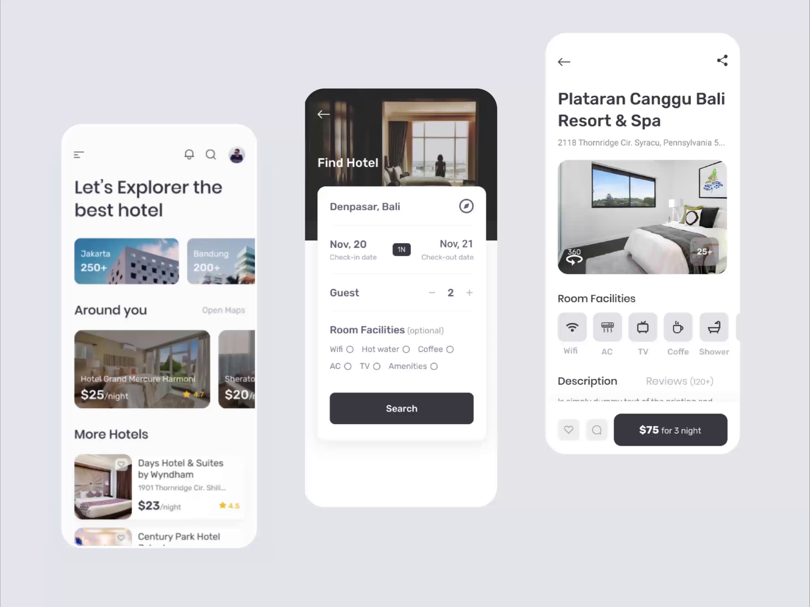 hotel booking app animated prototyping by Aryo Pamungkas for SLAB ...