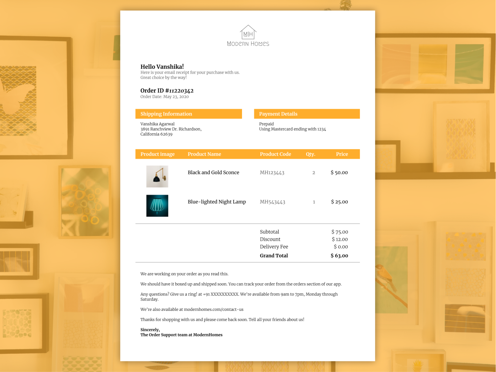 Daily UI #017 Email Receipt by Tanusha Agarwal on Dribbble