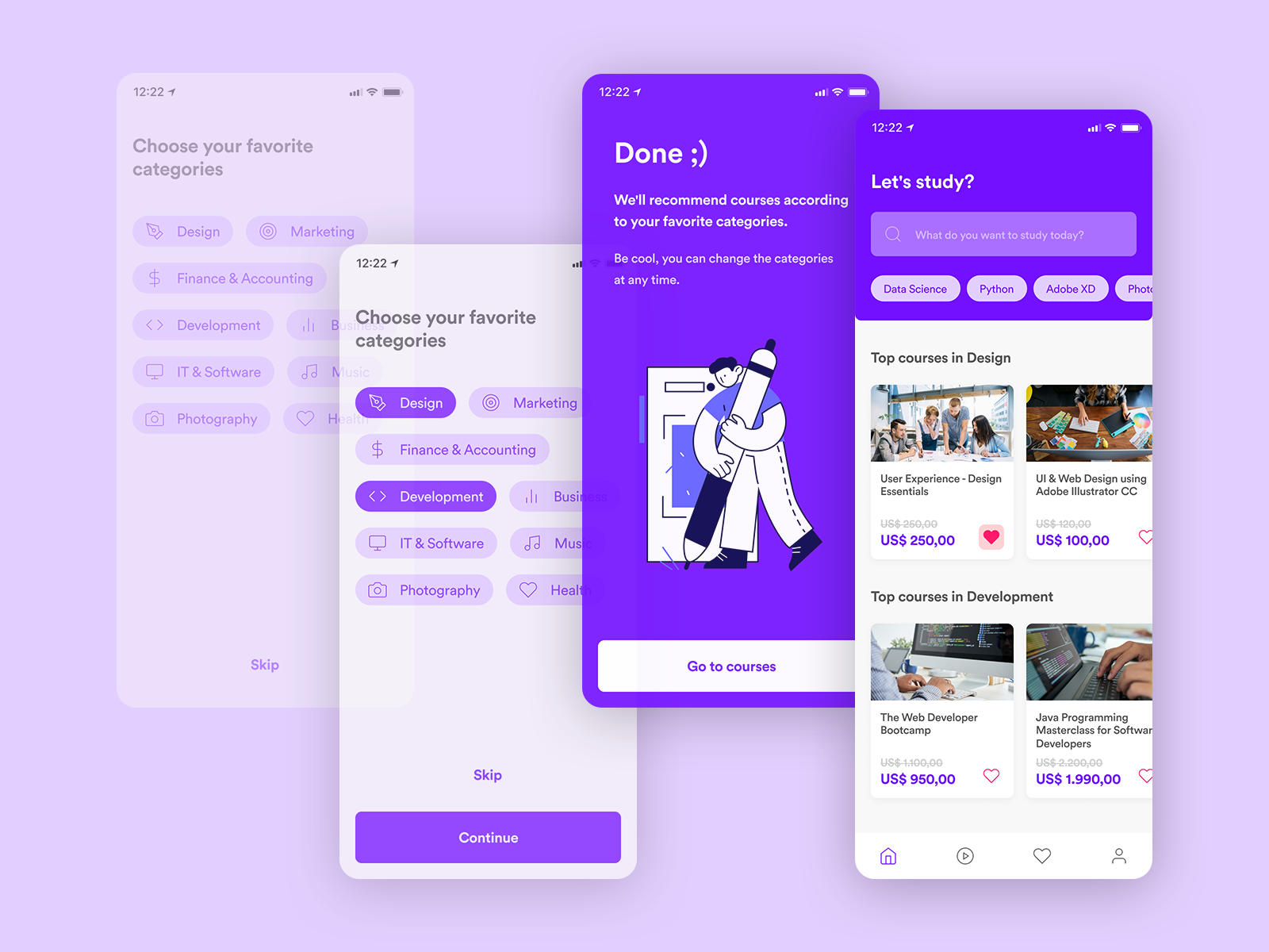 UI Study | Course categories by Júlia Cameira on Dribbble