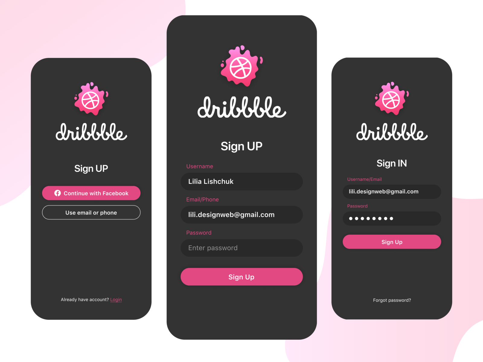 Registration form by Lilia Lavrik on Dribbble