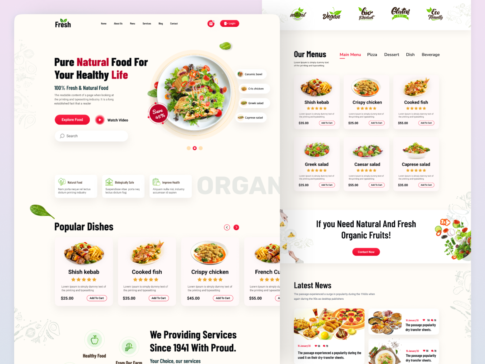 Fresh Natural Food - Landing Page Design by MD. HASIBUL ISLAM on Dribbble