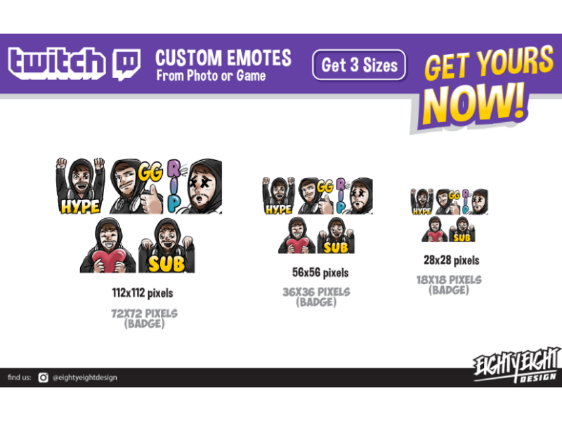 Custom Twitch Emotes for Bigmancheese69 by Eighty Eight Design on Dribbble
