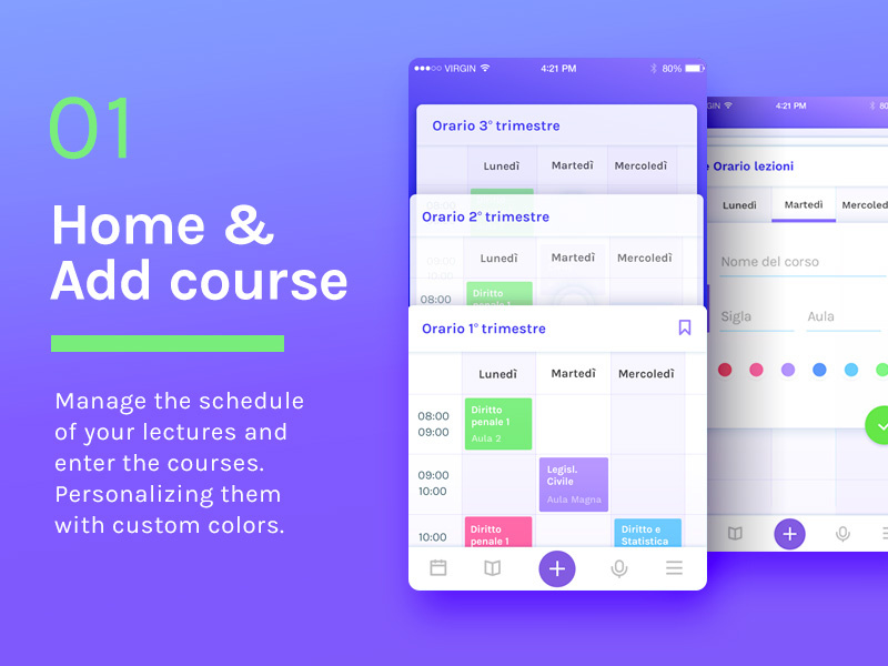 Mobile ui to Schedule Your lectures by Gaia Zuccaro on Dribbble