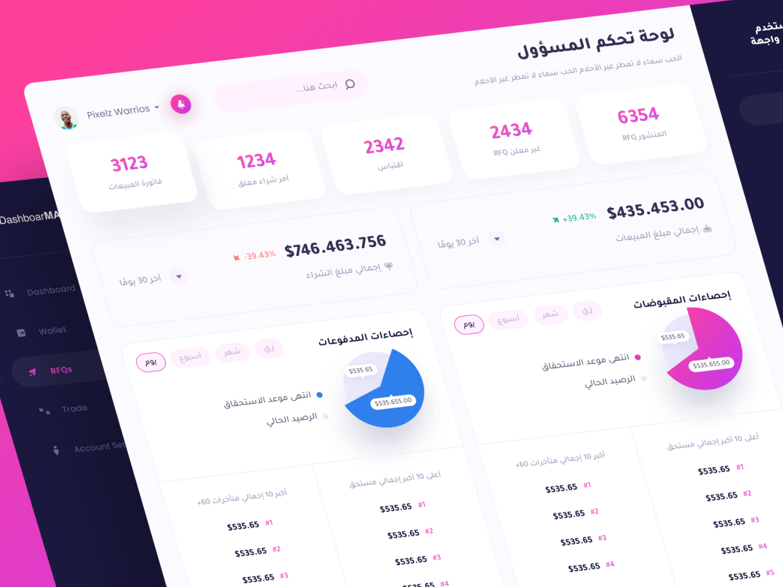 Arabic Dashboard UI by Amir Akbari on Dribbble