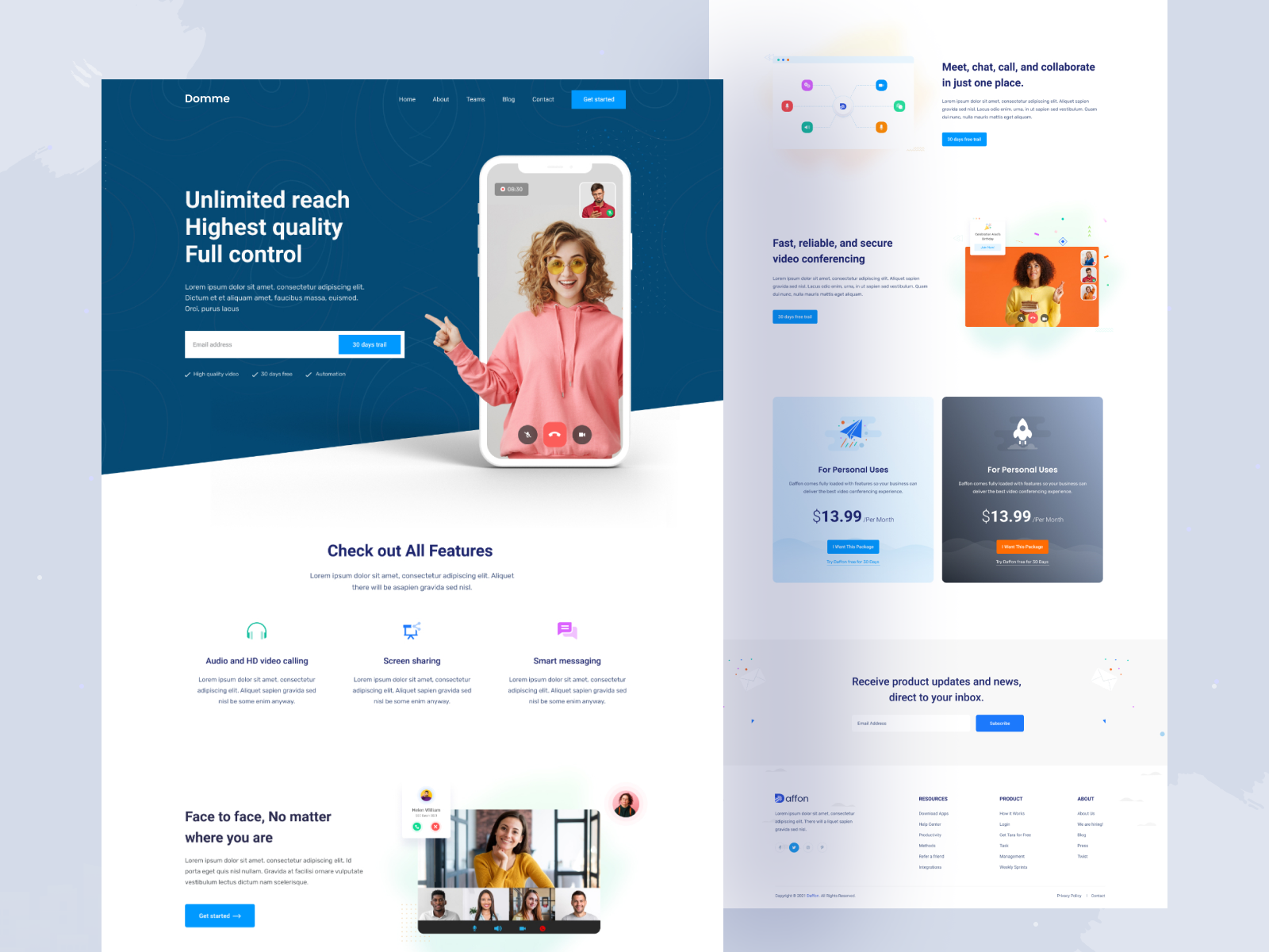 Video Conference Website Landing Page Design by Ruhul Amin on Dribbble