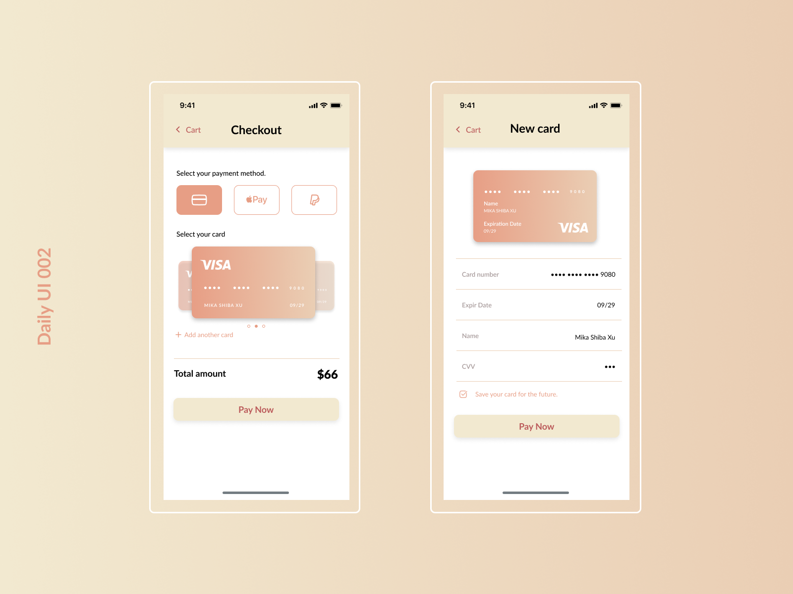 Daily UI #002 | Credit Card Checkout by Maggie Peng on Dribbble