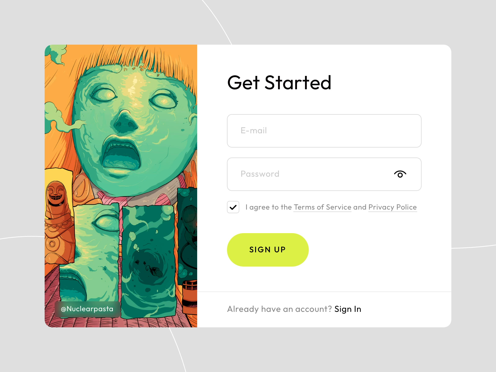 Daily UI — Sign Up by Piroh Aliaksandr on Dribbble