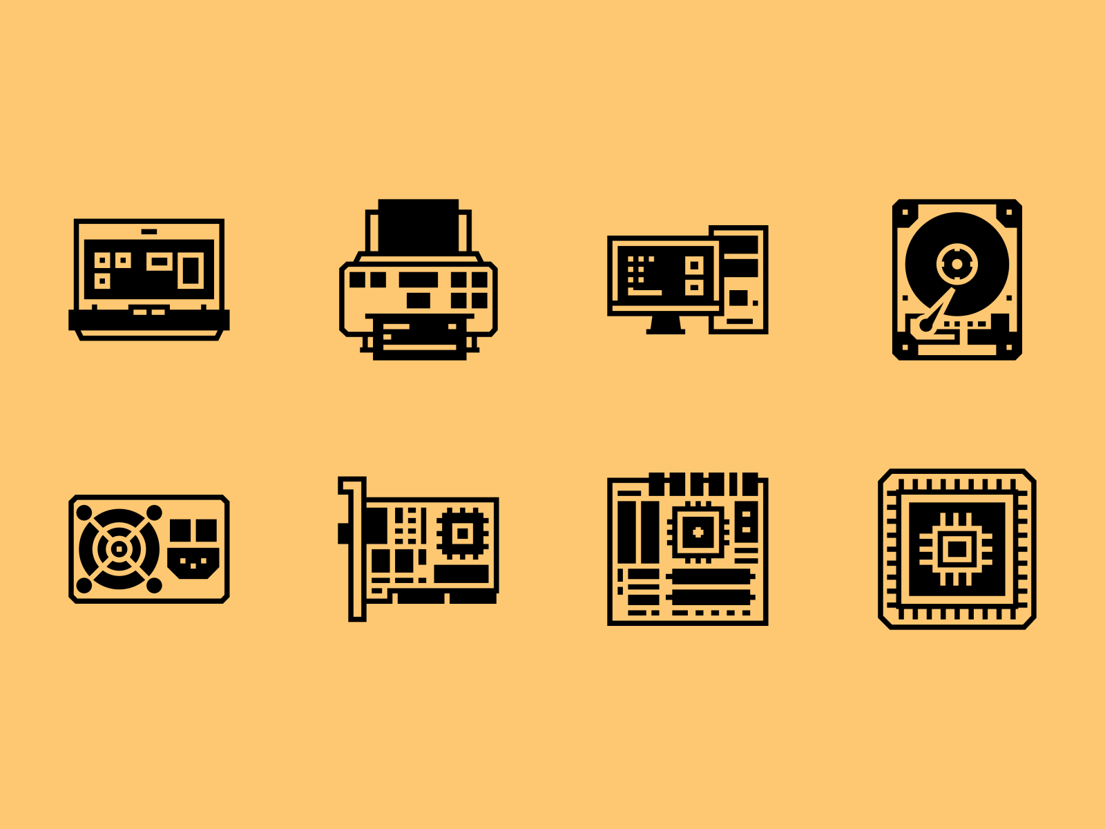 Computer Component Icon Set Solidline Style x64 by Taufik Ramadhan on ...