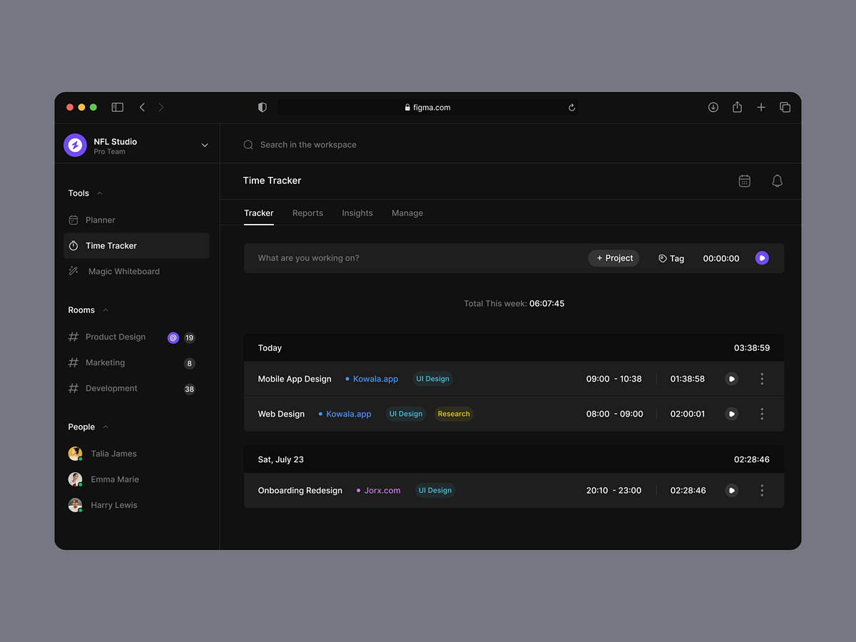 Time Tracker - Project Management Dashboard Design by Twisto for Obtic ...