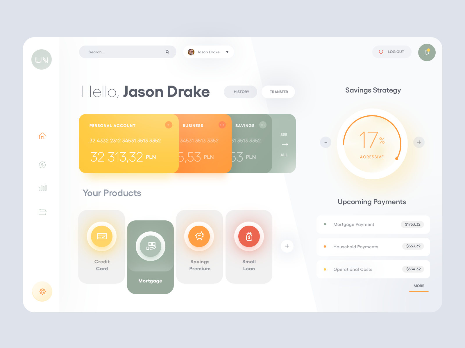 banking user interface dashboard design by Szymon Dziukiewicz for ...