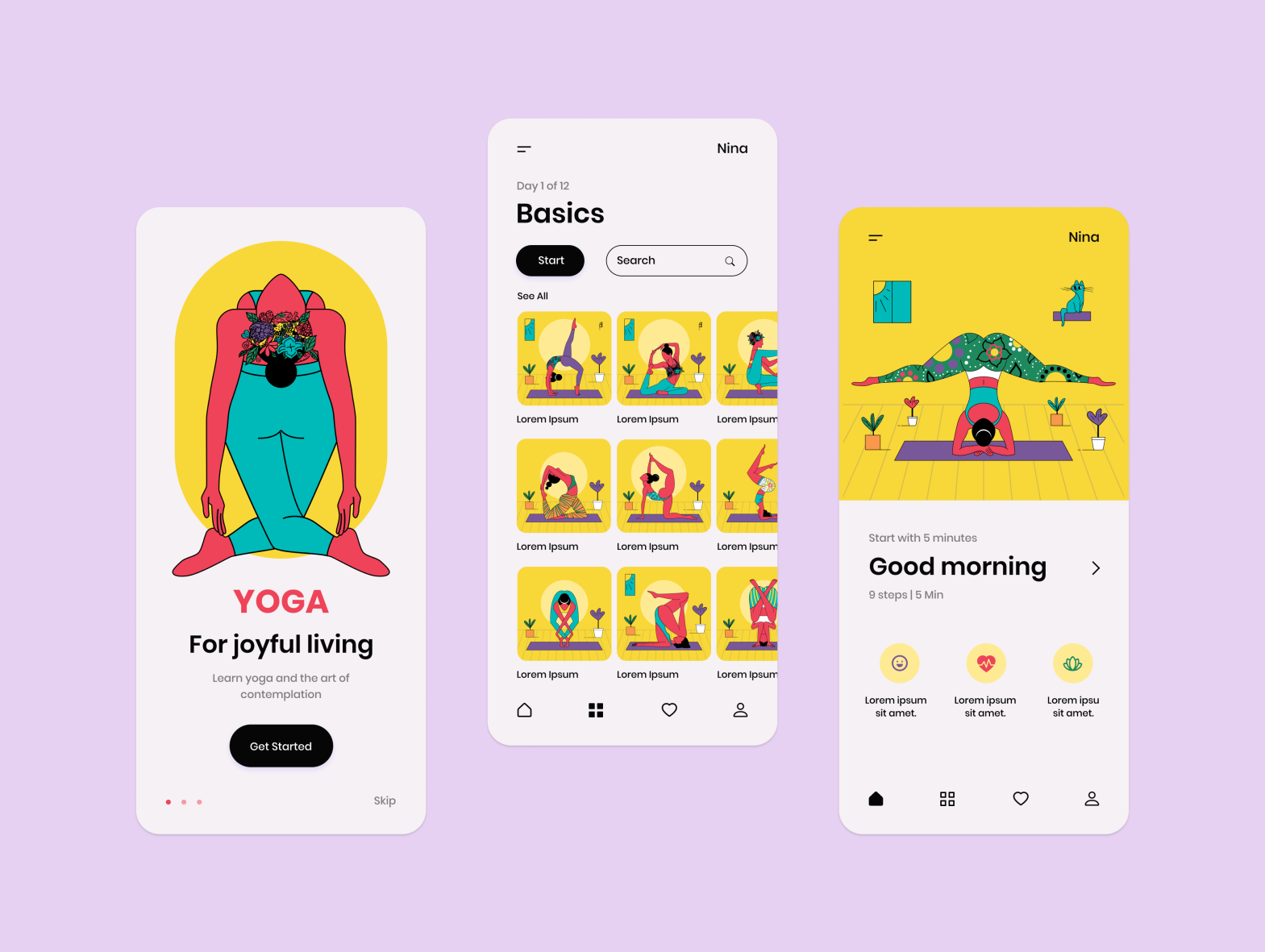 Yoga App Design by Nina Kvaratskhelia on Dribbble