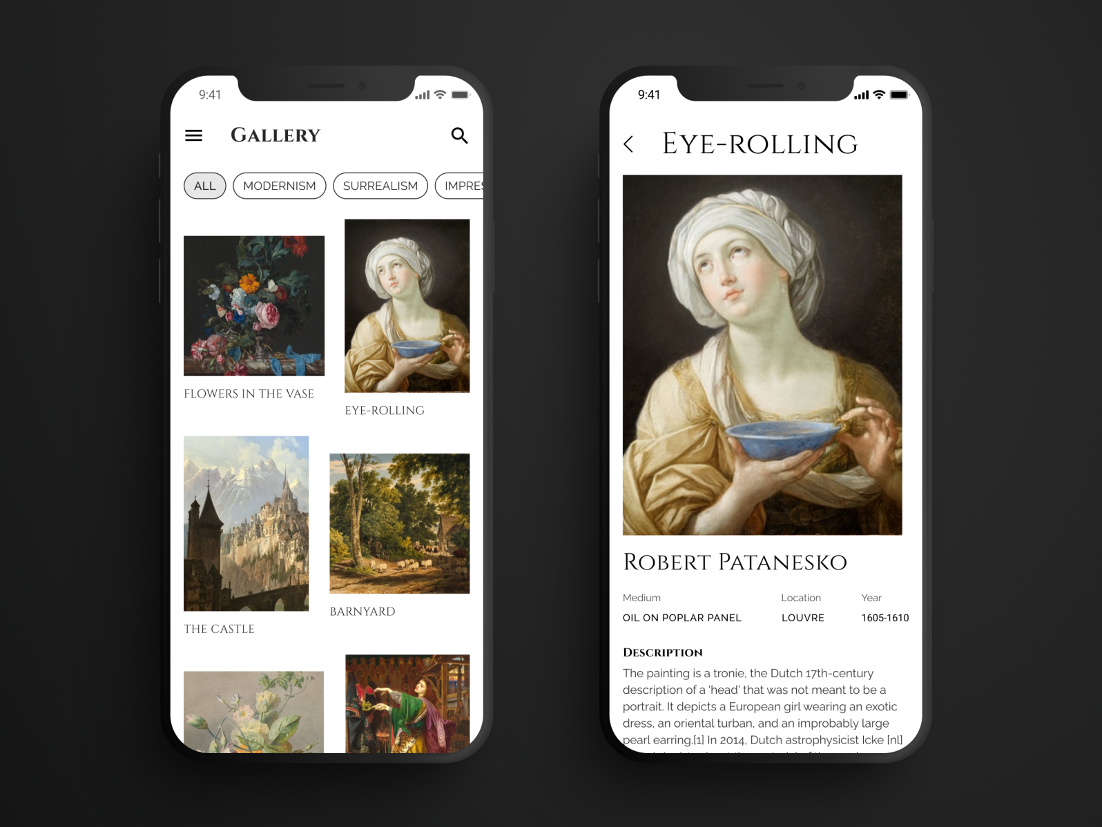 Art Gallery mobile app UI by Natalie on Dribbble