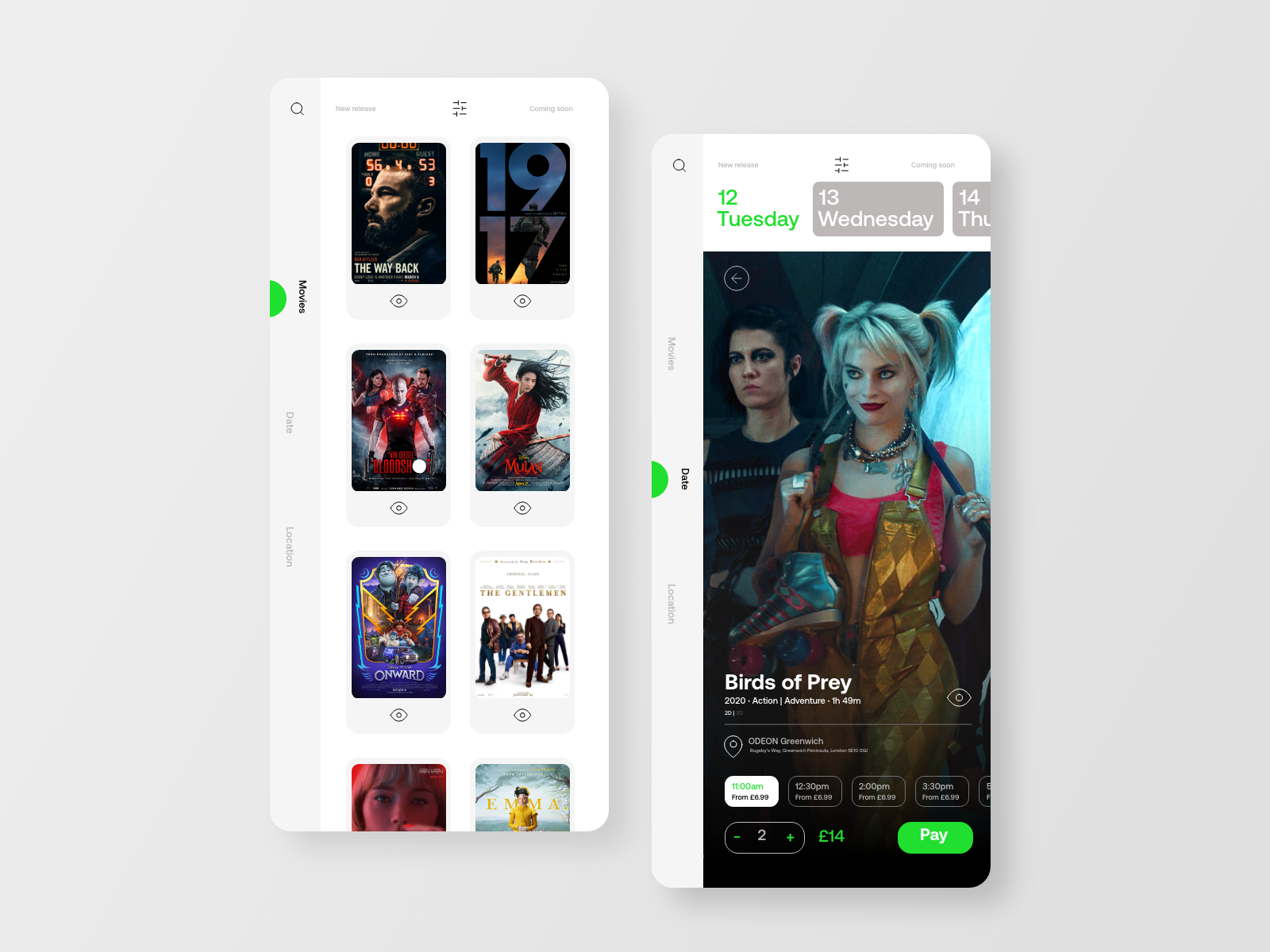 Cinema ticket app by Emmanuel Ogabi on Dribbble