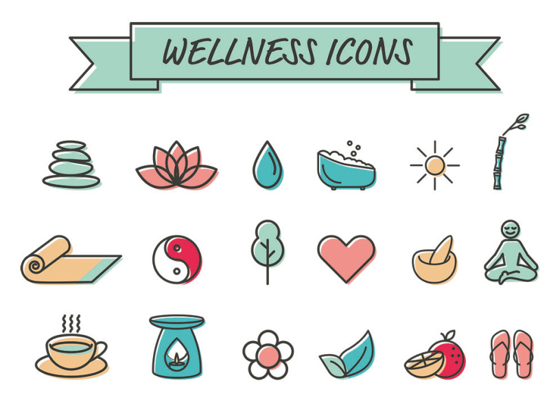 Collection of wellbeing / meditation icons by TheDesignCoop on Dribbble